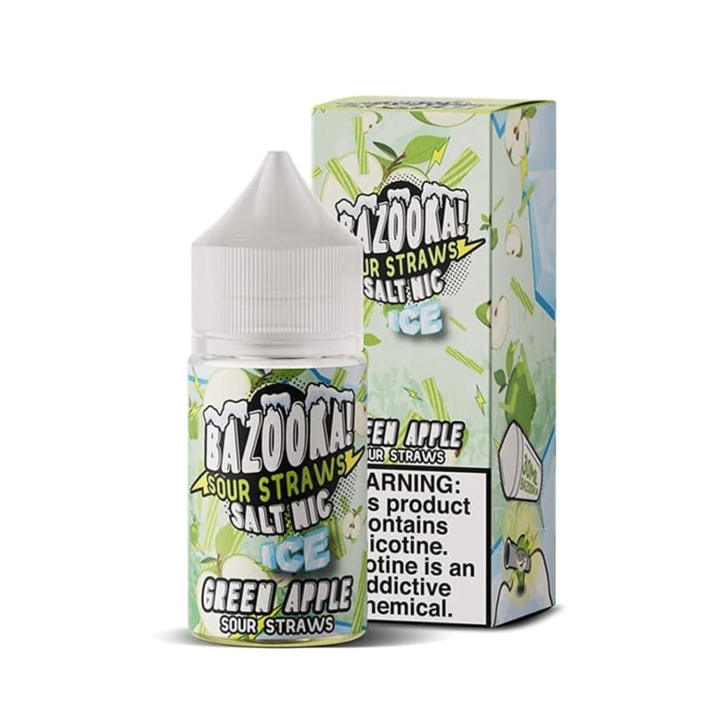 Green Apple Ice SaltNic By Bazooka Sour Straws | Si Omar Vape Store