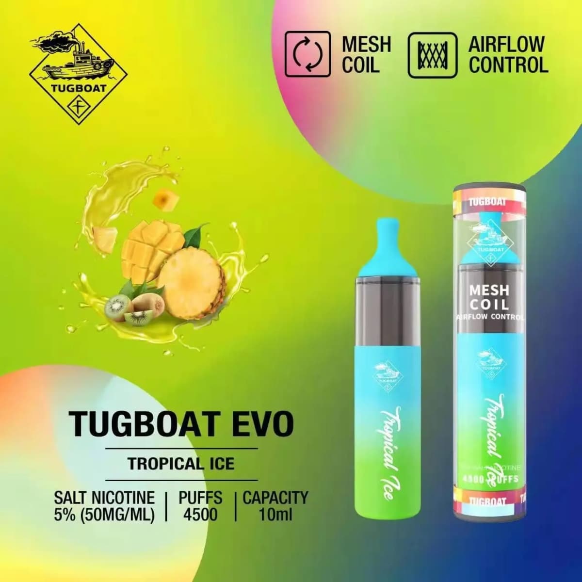Tropical Ice By Tugboat EVO Disposable Pod 4500 Puffs | Si Omar Vape ...