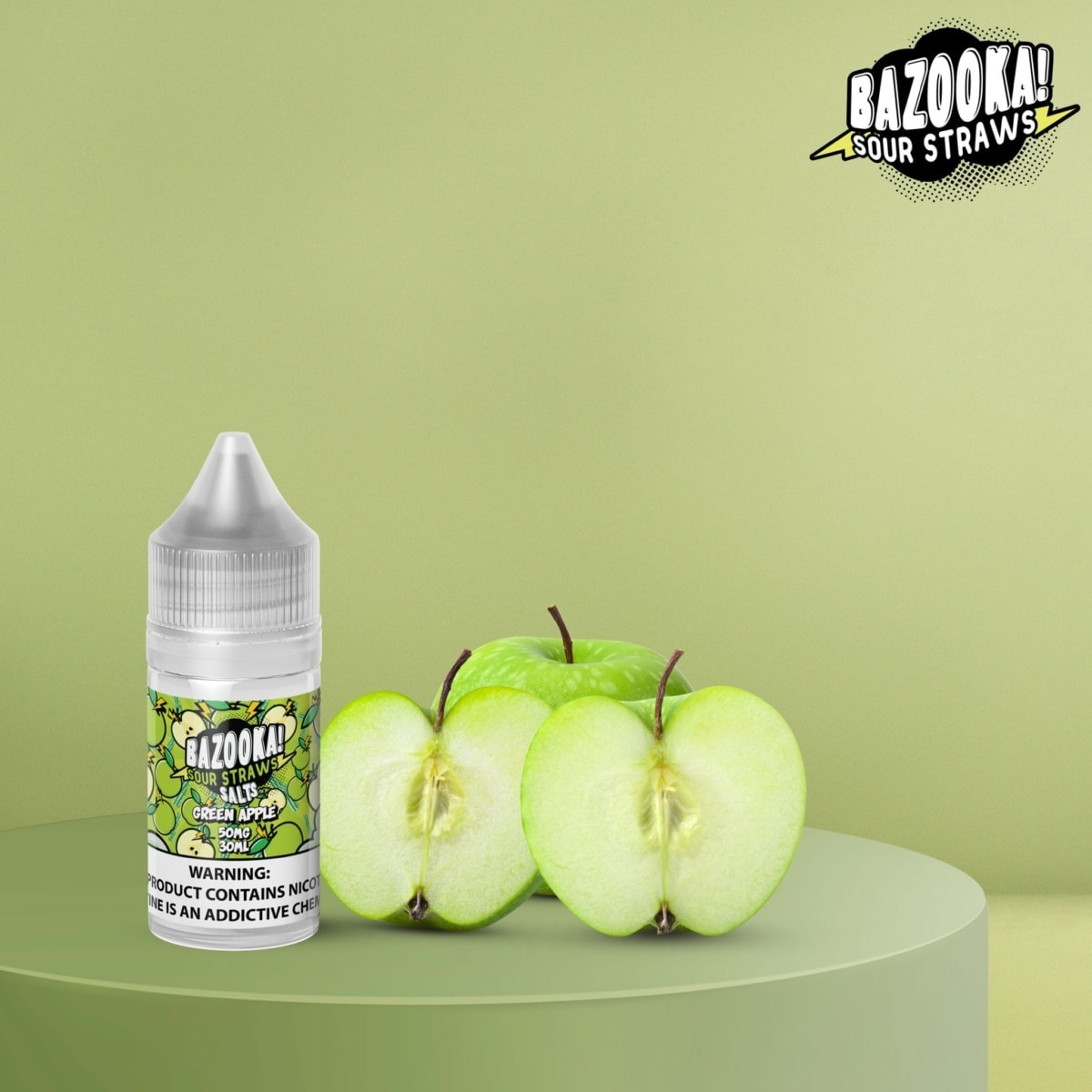 Green Apple SaltNic By Bazooka Sour Straws | Si Omar Vape Store