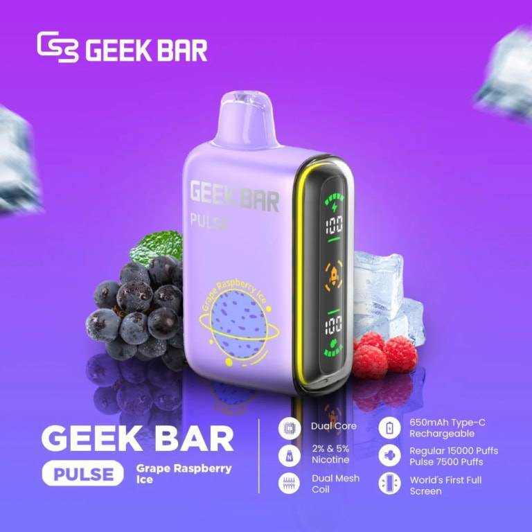 Grape Raspberry Ice By GEEK BAR PULSE 15000 Puffs Disposable Pod | Si ...