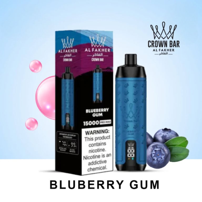 Blueberry Gum By Al Fakher Crown Bar Pro Max 15K Puffs Disposable Pod ...